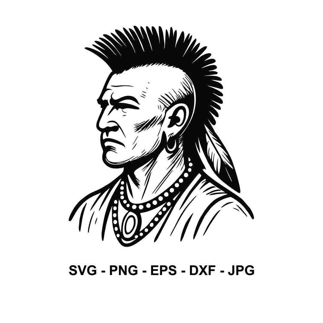 Nativ American Svg,iroquis Indian, Mohawk Hairstyle,instant Download ...