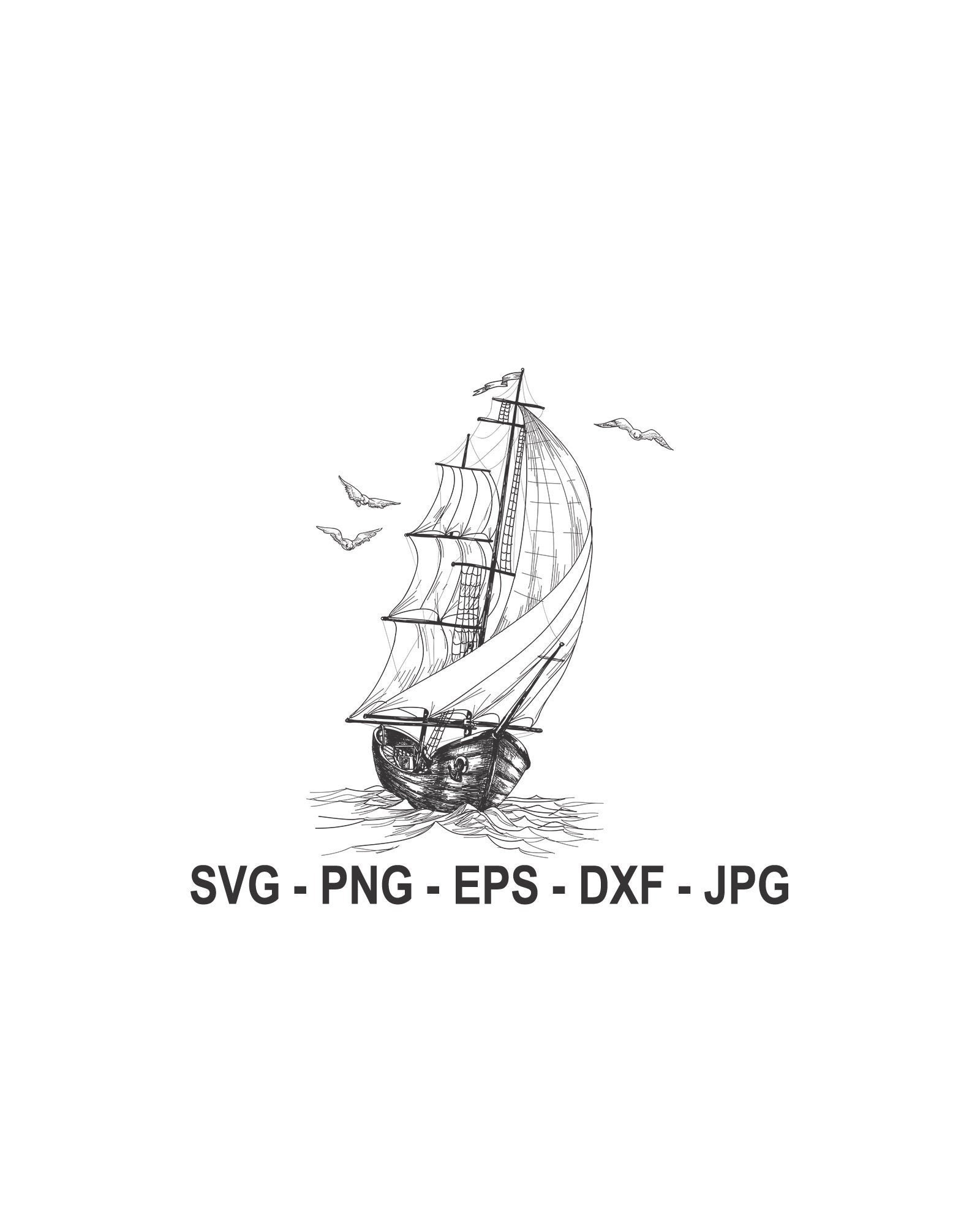 Sailing Ship Svgship Svgboat Svginstant Downloadsvg PNG - Etsy