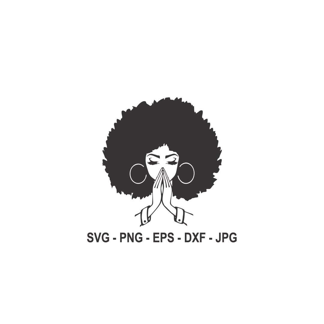 Praying Girl, Afro American Girl Praying,girl Face Svg,instant Download ...