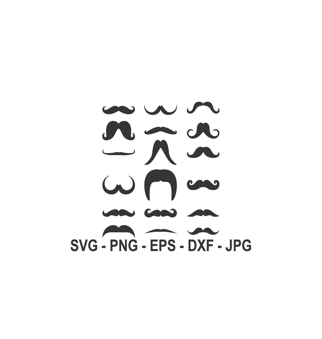 18 Mustache Svg,mustache Bundle,instant Download,svg, PNG, EPS, Dxf ...