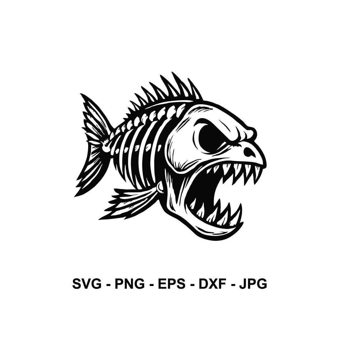 Scary Fish Skeleton Svg,boat Decal,horror Fish Svg,halloween,instant ...
