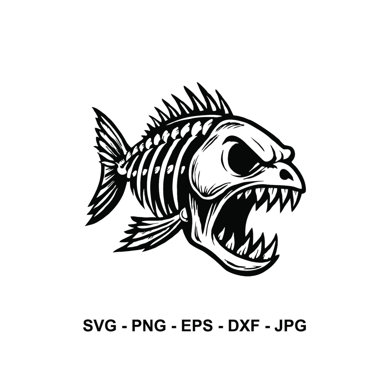 Scary Fish Skeleton Svg,boat Decal,horror Fish Svg,halloween,instant ...
