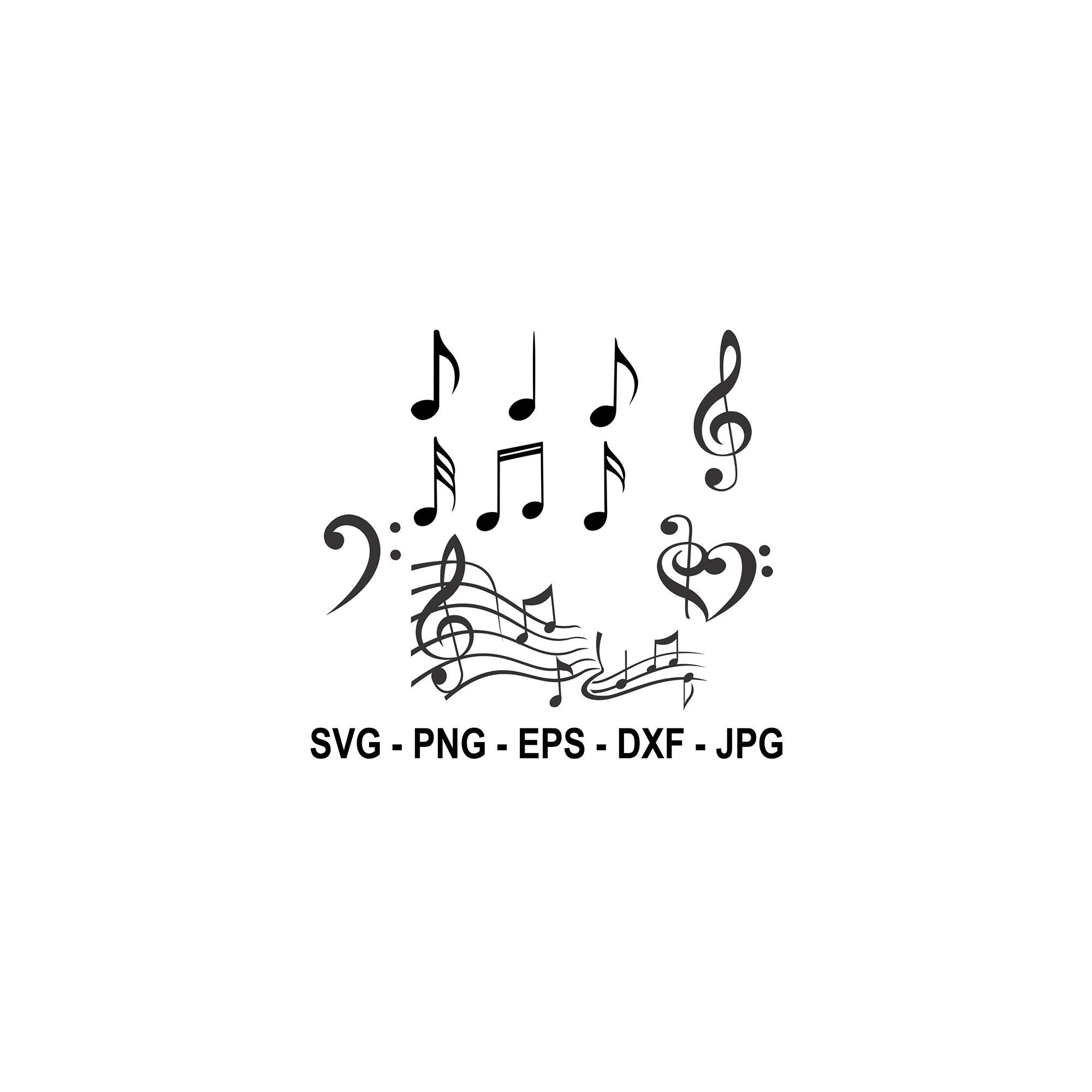 Musical notes svgDark silhouetteInstant DownloadSVG PNG | Etsy