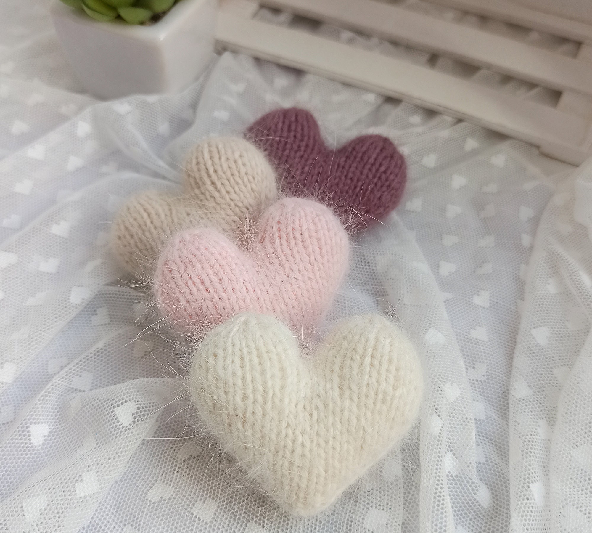 Knitted Stuffed Hearts for Newborn Photo Props Small Heart - Etsy