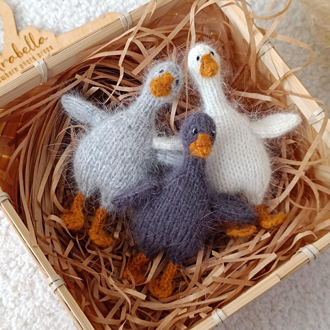 Knitted Geese - Farm Toys for Newborn Photo Prop, Little Stuffed ...