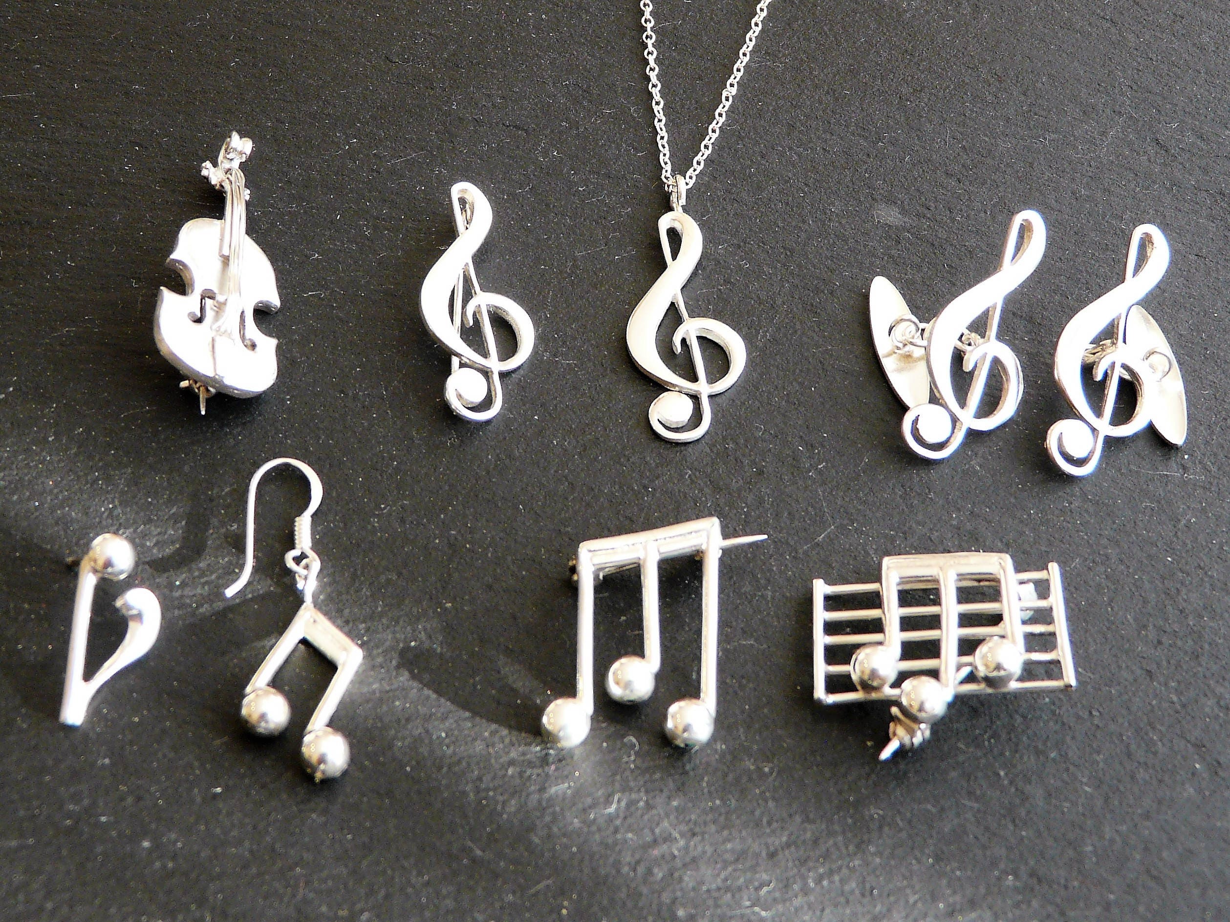 Hallmarked silver music note brooch musical jewellery music - Etsy 日本