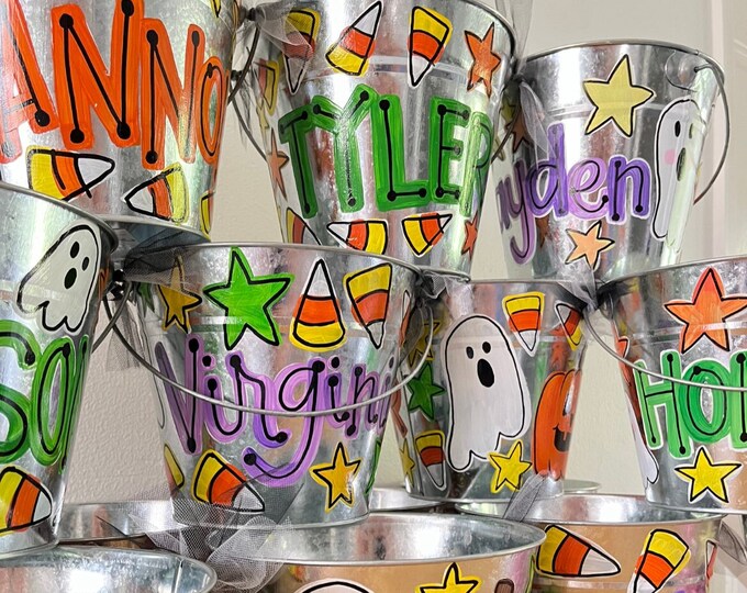 Hand Painted Boo Bucket | Halloween Bucket | Trick or Treat Bucket ...