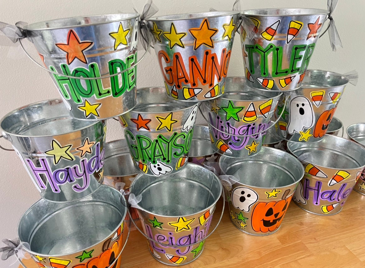 Hand Painted Boo Bucket Halloween Bucket Trick or Treat - Etsy