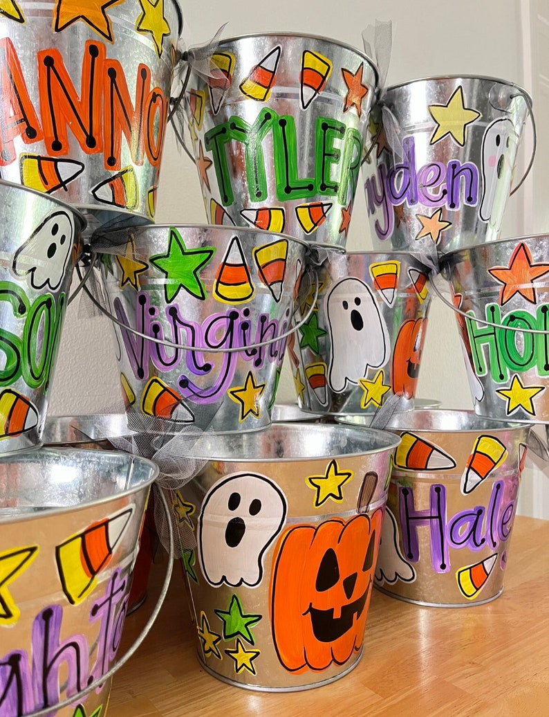 Hand Painted Boo Bucket | Halloween Bucket | Trick or Treat Bucket ...