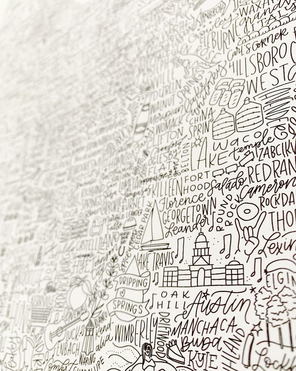 Hand Lettered and Illustrated Map of Texas - Etsy