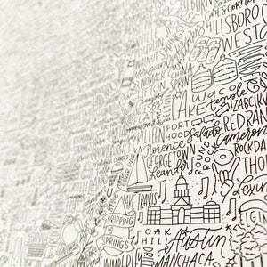 Hand Lettered and Illustrated Map of Texas - Etsy