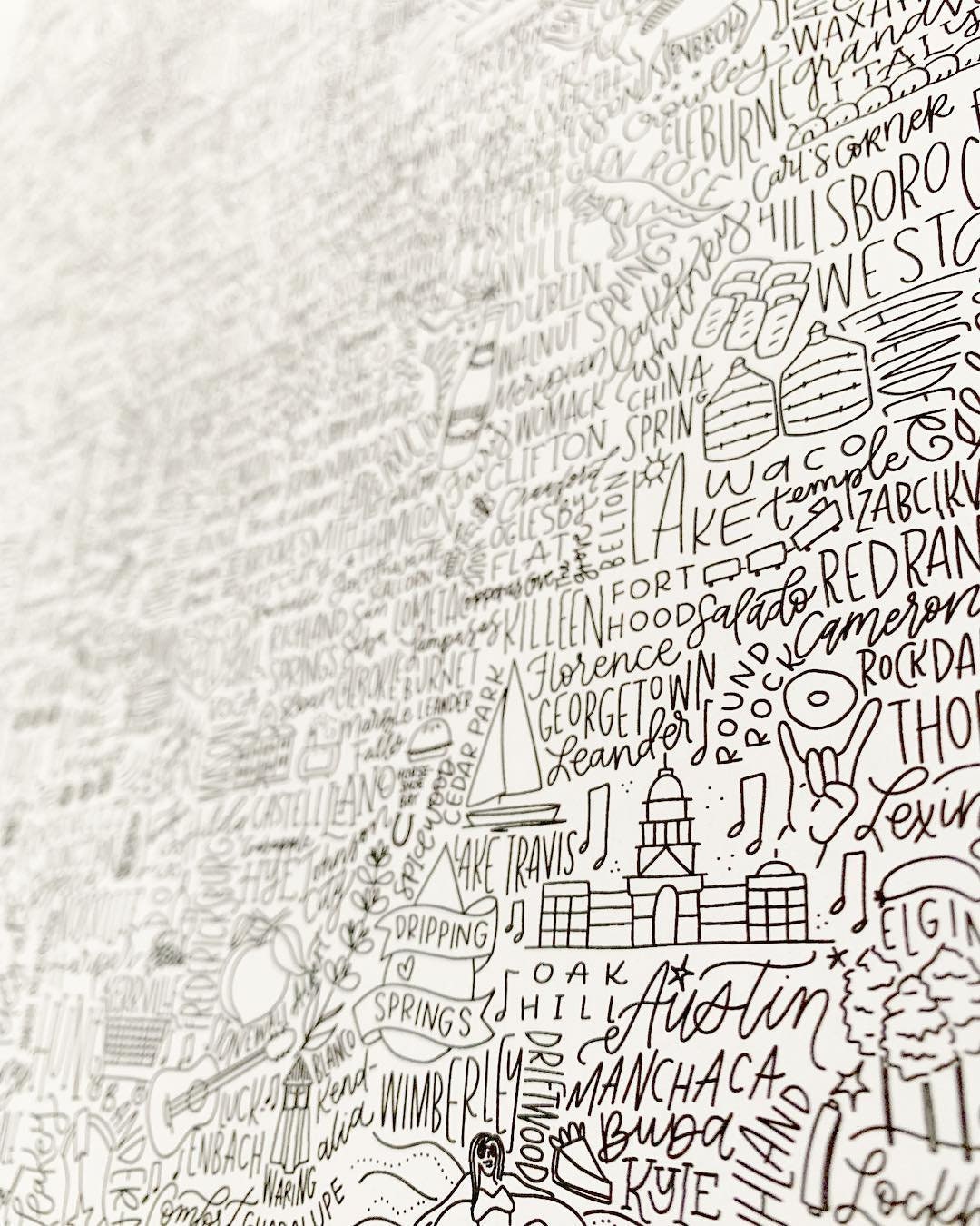 Hand Lettered and Illustrated Map of Texas - Etsy