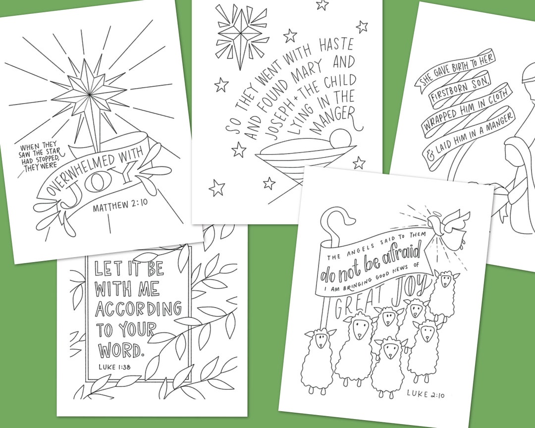 18 Christmas Coloring Pages - Digital Download - Print at Home - Bible ...