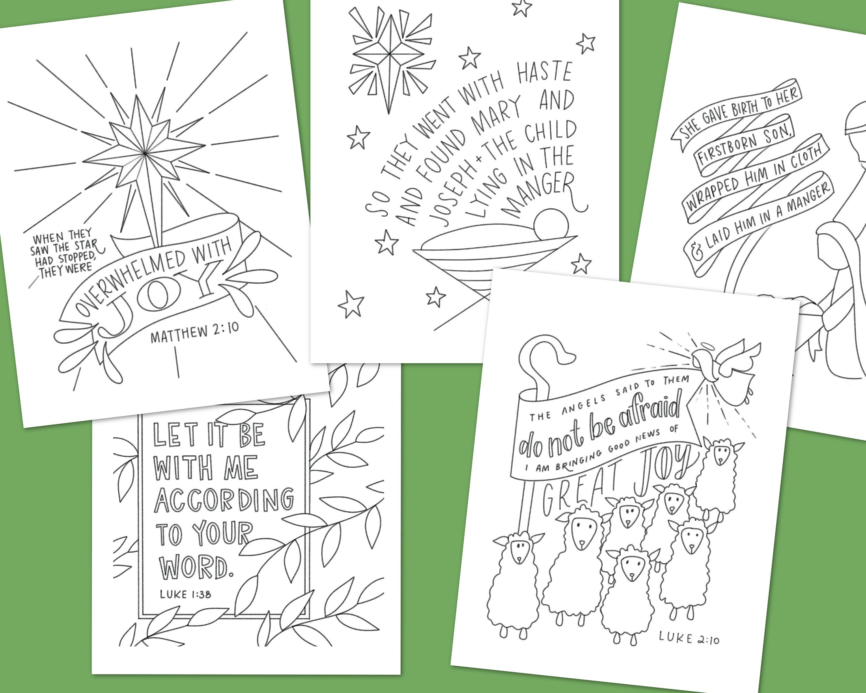 18 Christmas Coloring Pages - Digital Download - Print at Home - Bible ...