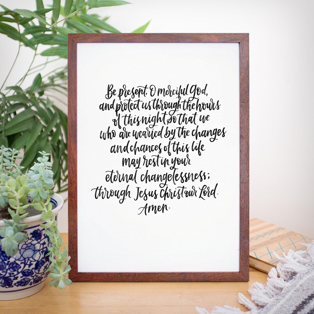 Hand Lettered Prayer Digital Download Compline Book of Common Prayer - Etsy