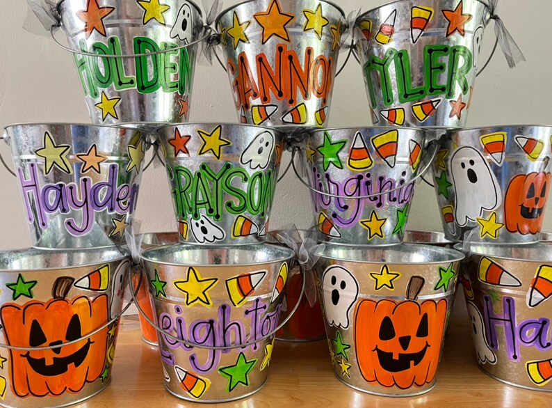 Hand Painted Boo Bucket | Halloween Bucket | Trick or Treat Bucket ...
