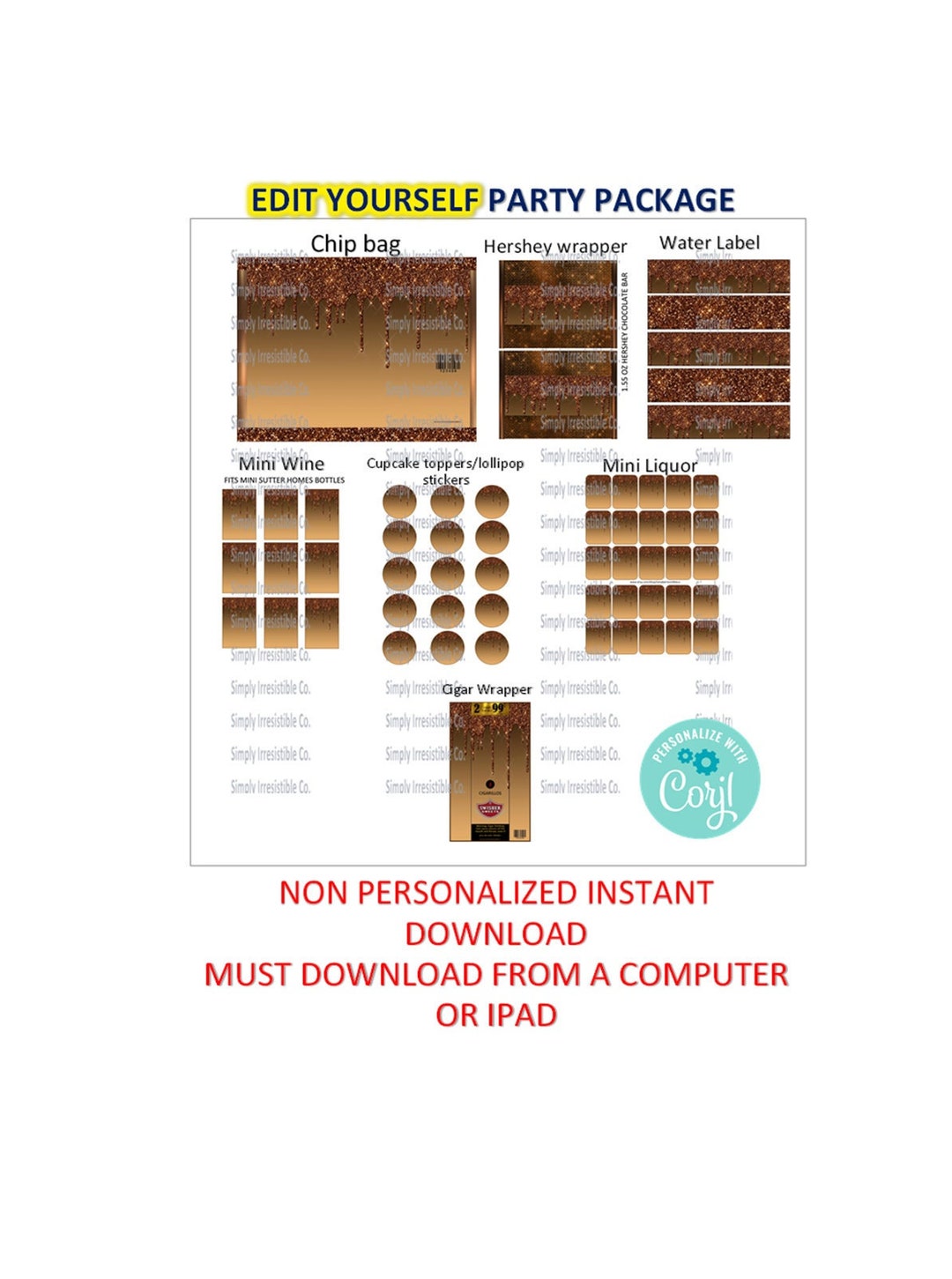 EDIT YOURSELF **** Party Package ***INSTANT Download - Etsy