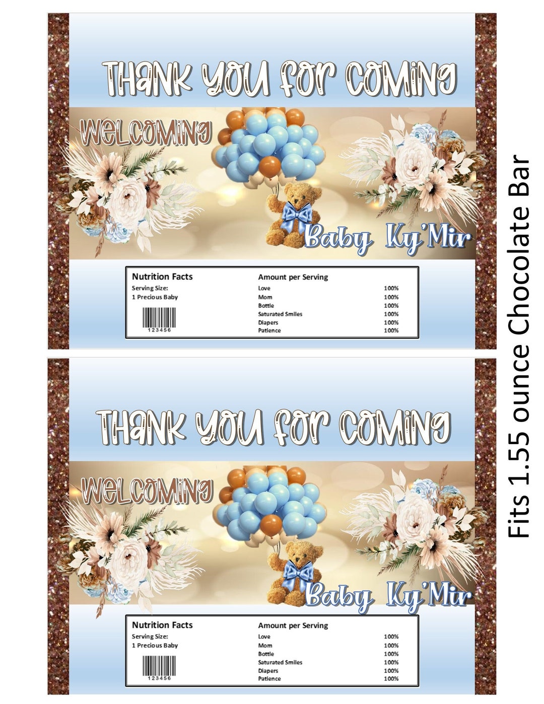 Custom Candy Bar Wrappers Candy Bar Wrappers Candy Bar Labels Glitter ...