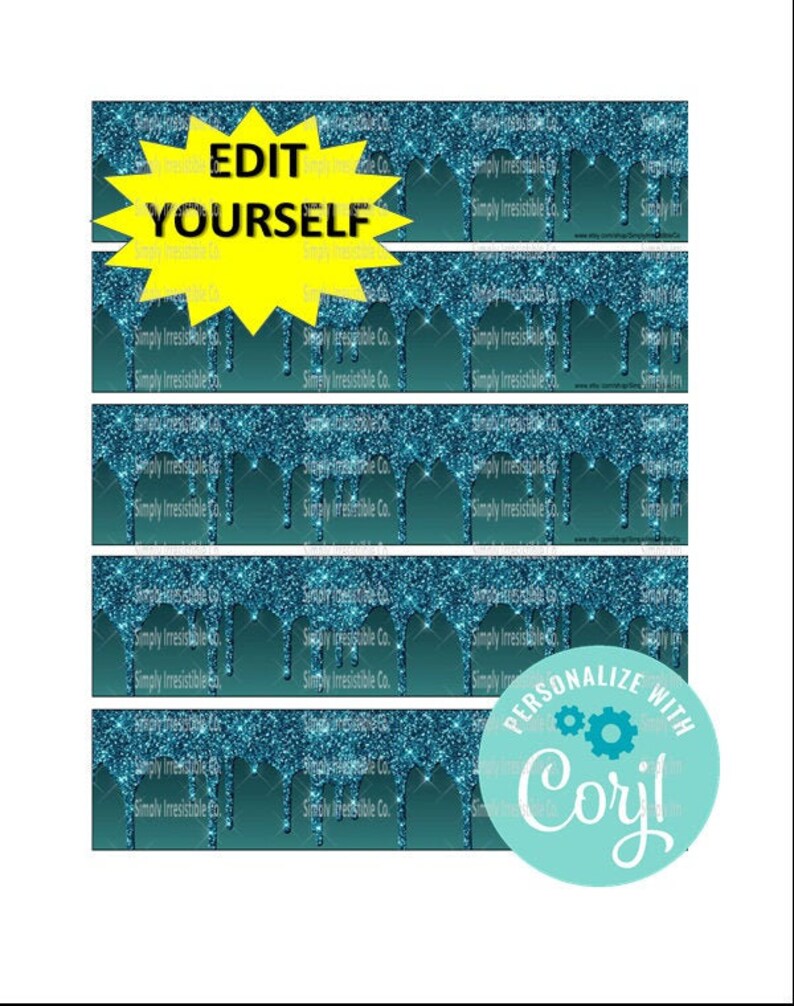 EDIT YOURSELF custom Water Labels turquoise-aqua Teal - Etsy
