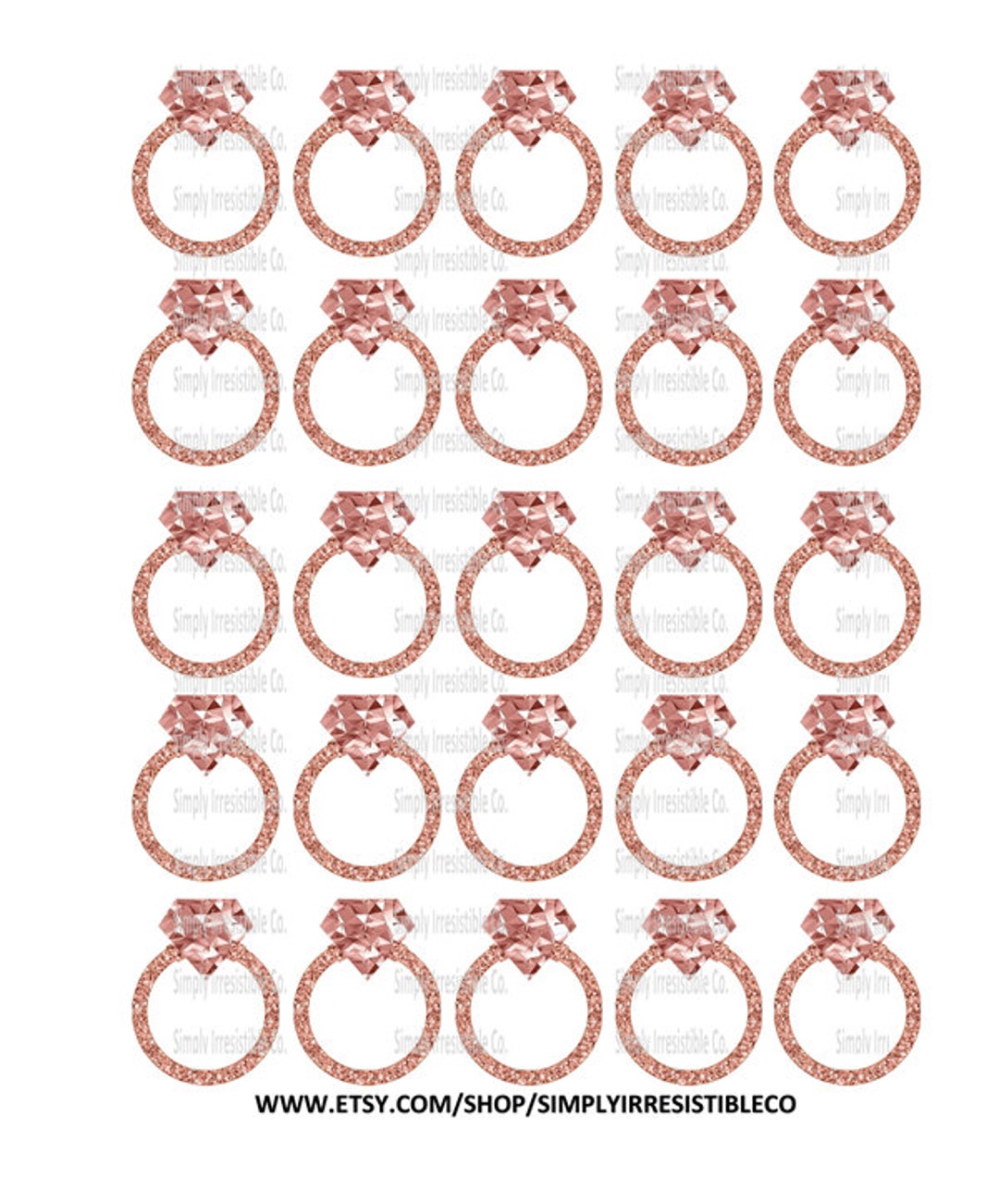 Treat- Cupcake Toppers - Rose Gold Engagement Ring - Instant Download ...