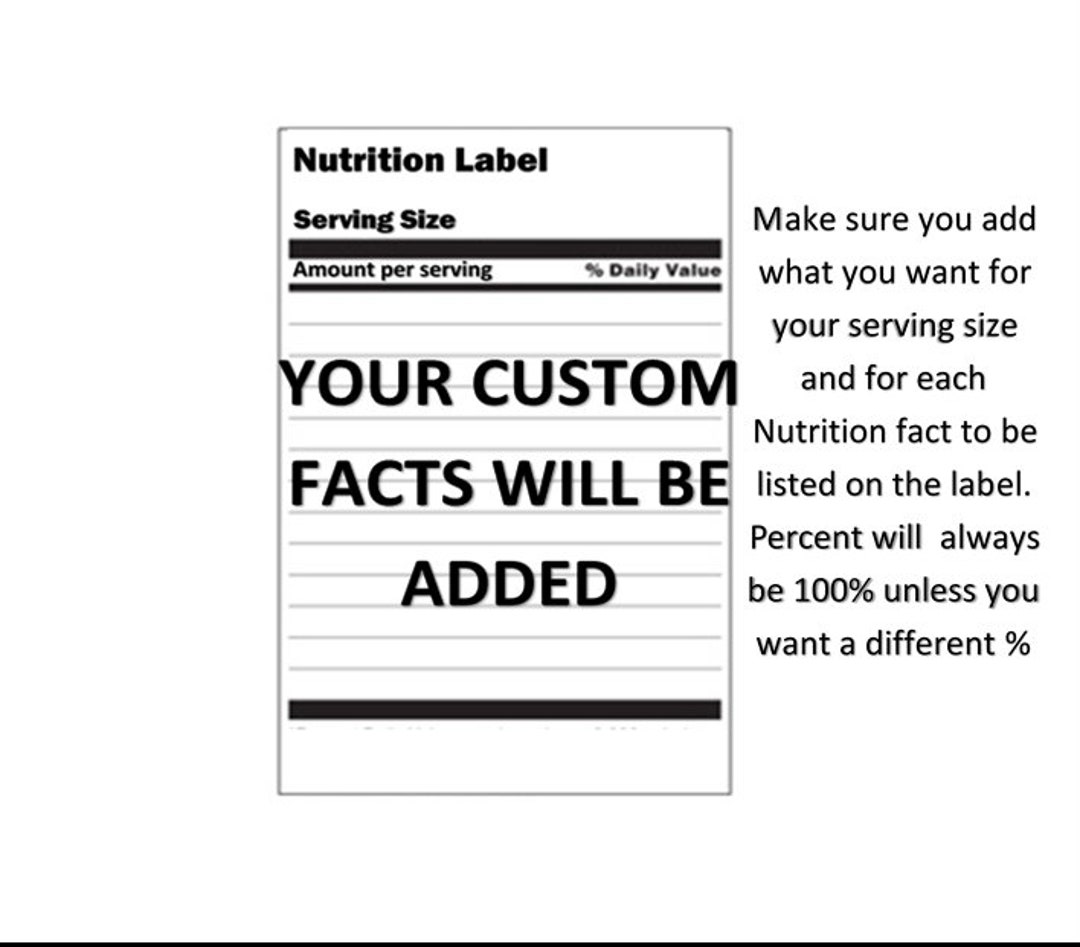 Custom Nutrition Label- to Be Used If You Want Your Nutrition Label ...