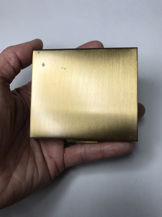 Vintage dollar sign gold metal compact/box/container/… - Gem