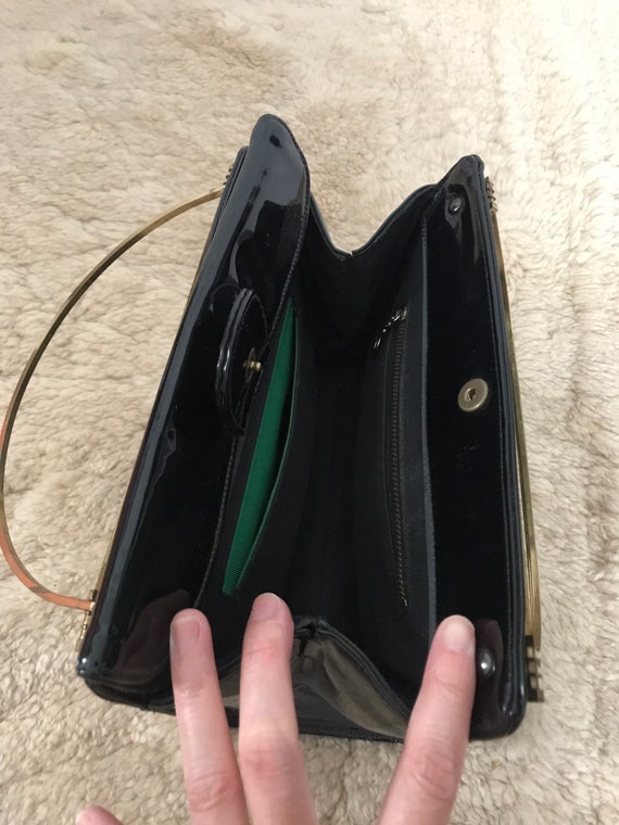 Super gorgeous gold metal handle black handbag - Gem