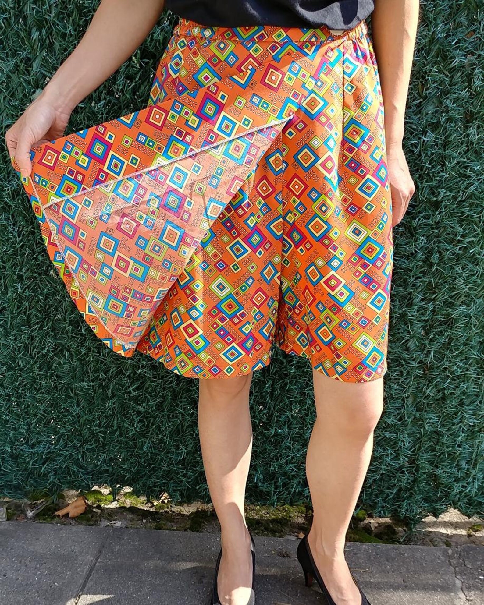 Vintage Orange Elastic Skort, Fit Size XS-S - Etsy