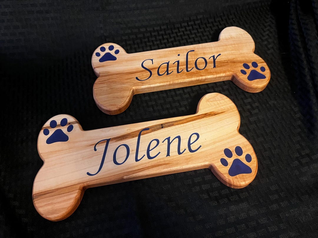Dog Bone Shaped Sign or Charcuterie Board. Names and Paws Filled With ...