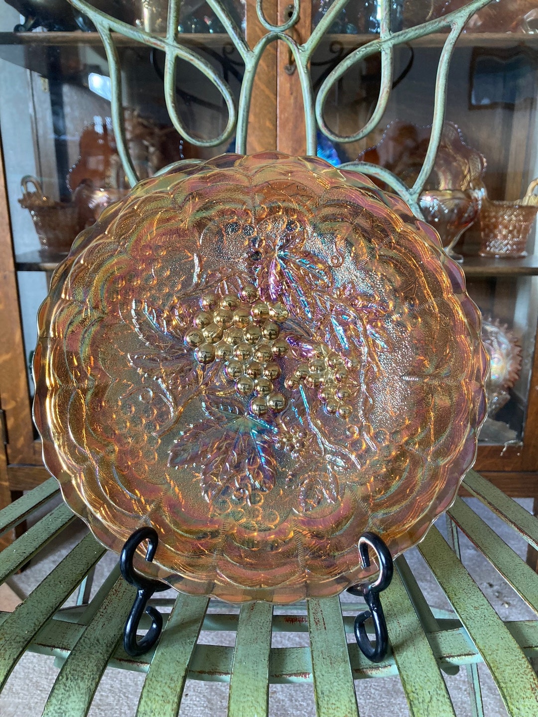 Carnival Glass Imperial Grape Marigold Plate. 9.25 Inches Diameter ...