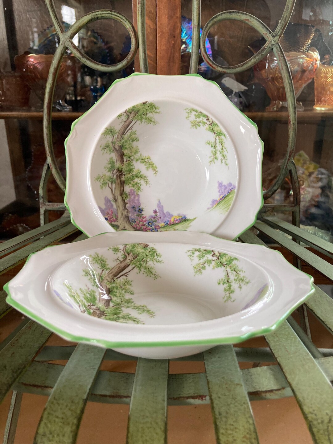 Royal Albert Greenwood Tree Soup Bowls. Set of 2. Crown China. 6.5 ...