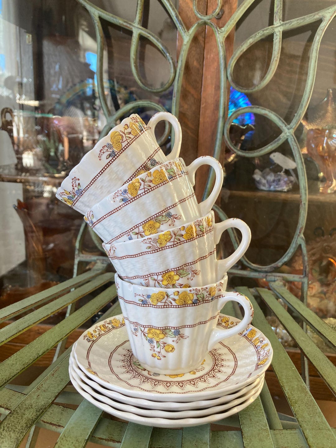 Spode Buttercup Cups and Saucers. Set of 4. Saucers 5.75 Inches ...