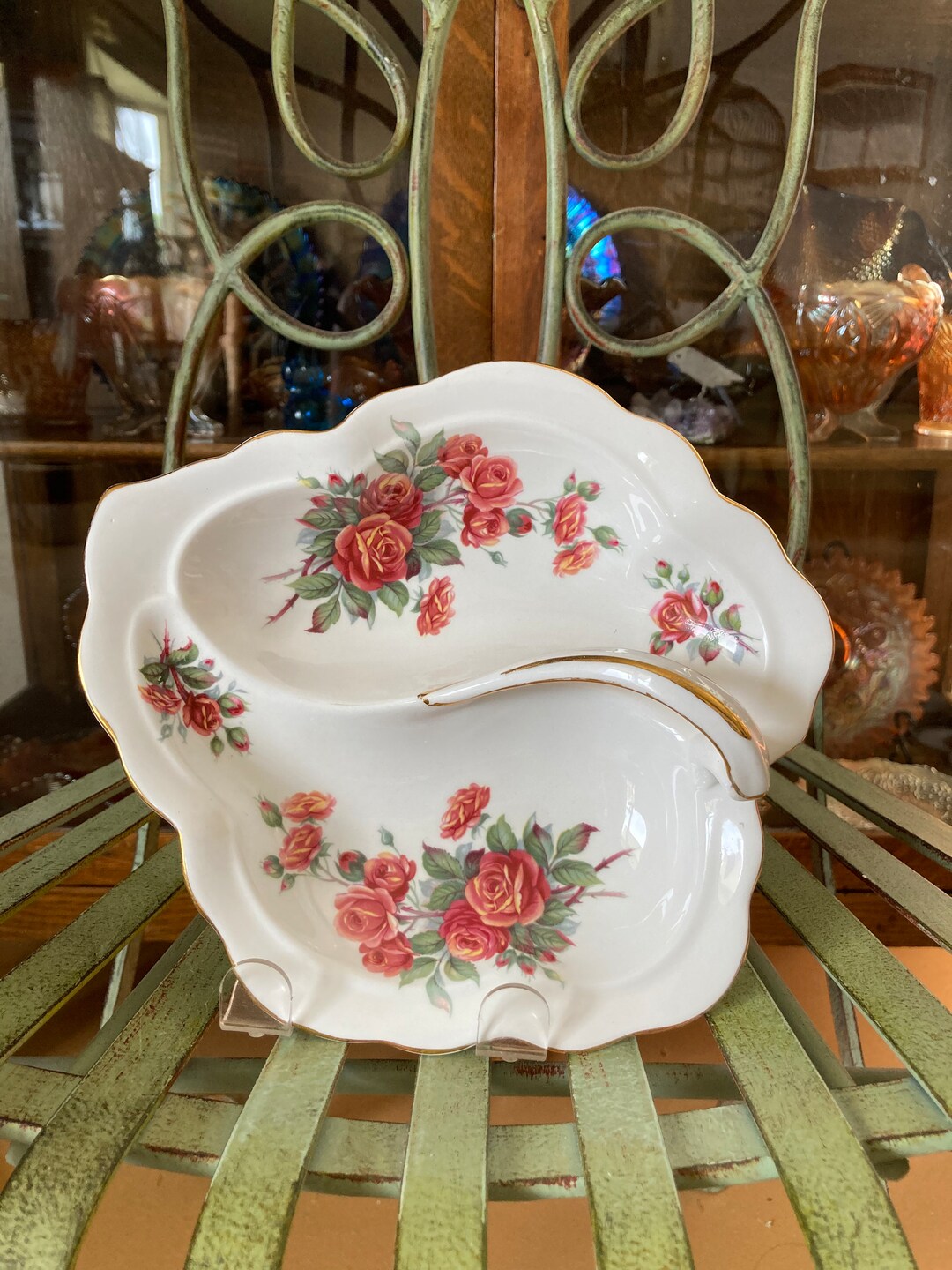 Royal Albert Centennial Rose Pickle Dish. Leaf Shaped. Handled. 8 ...