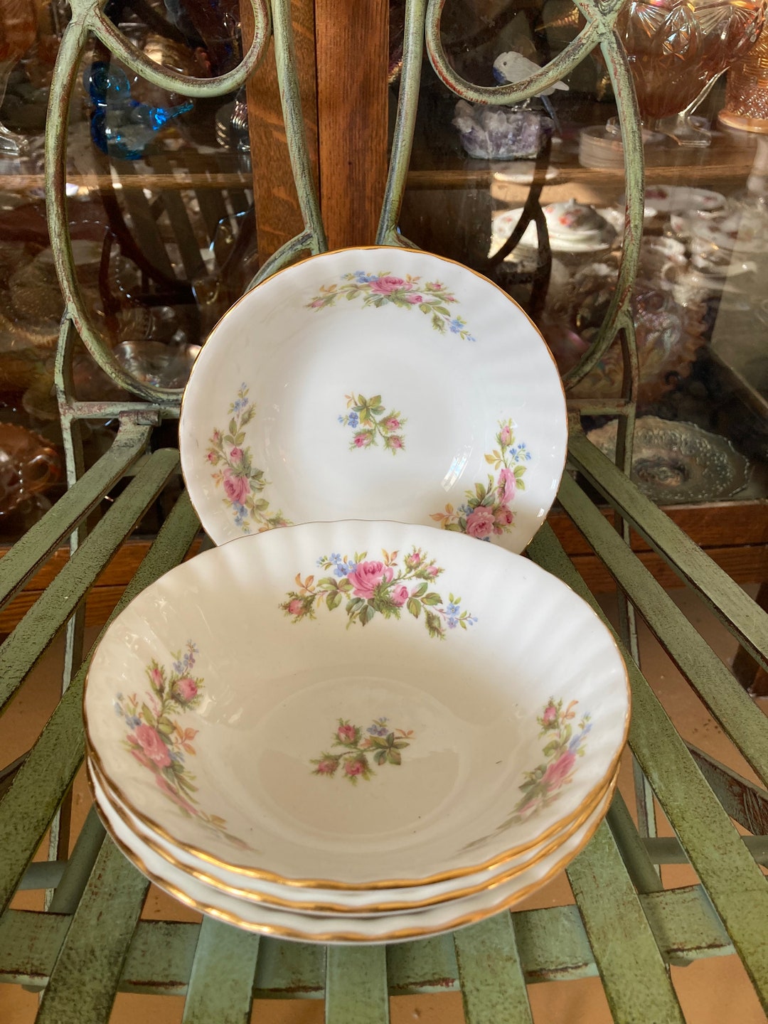 Royal Albert Moss Rose Sou/Cereal Bowls. Set of 4. 6 inches diameter ...