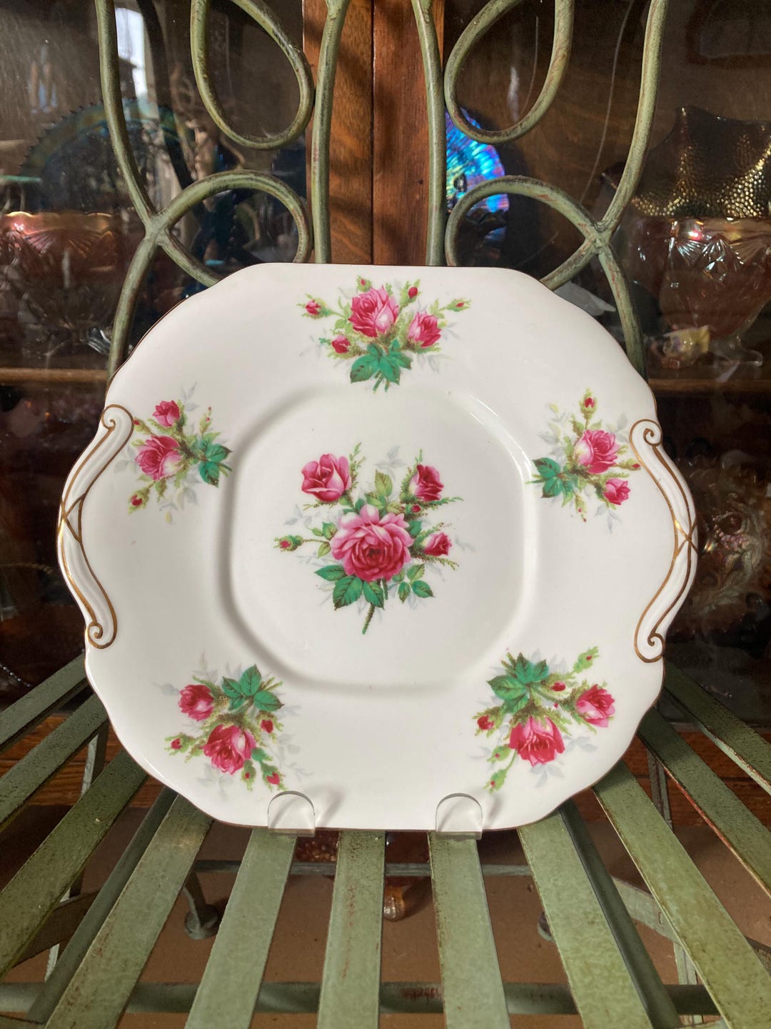 Hammersley Grandmother’s Rose Cake Plate. Handled. 10 Inches Wide ...