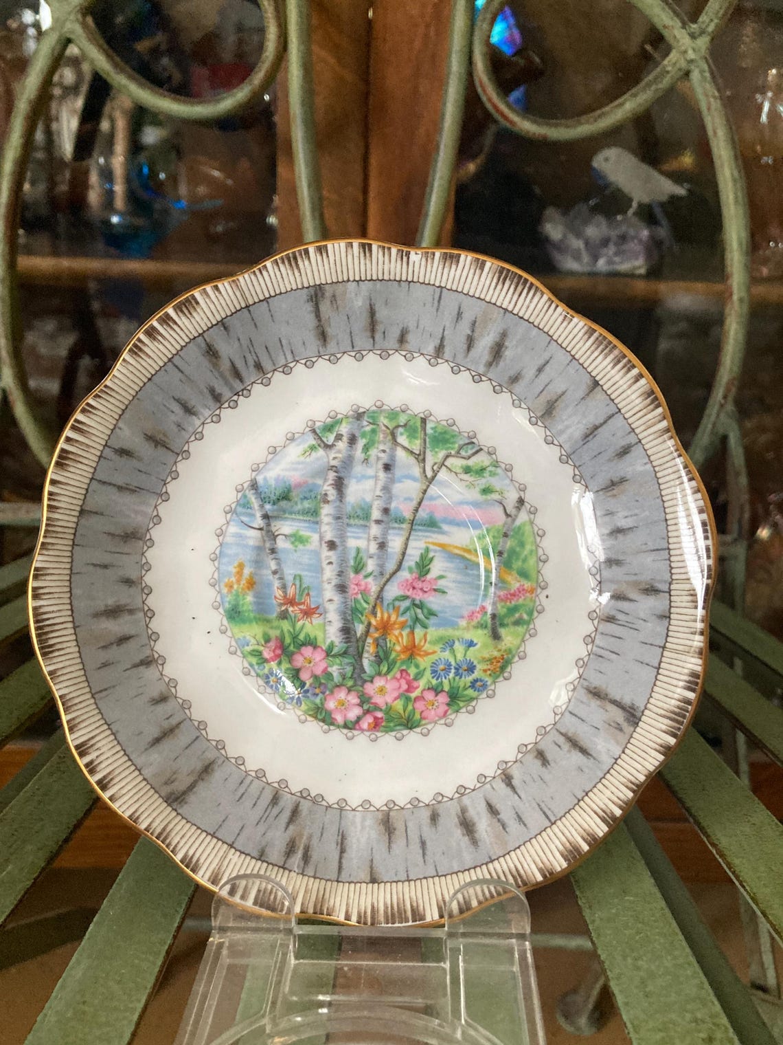 Royal Albert Silver Birch Teacups and Saucers. Set of 4. Produced in ...