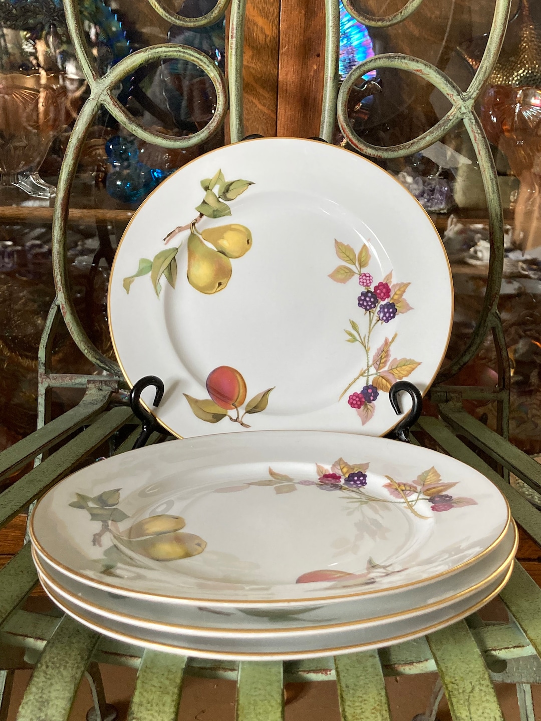 Royal Worcester Evesham Gold Salad Plates. Set of 4. 8 Inches Diameter ...