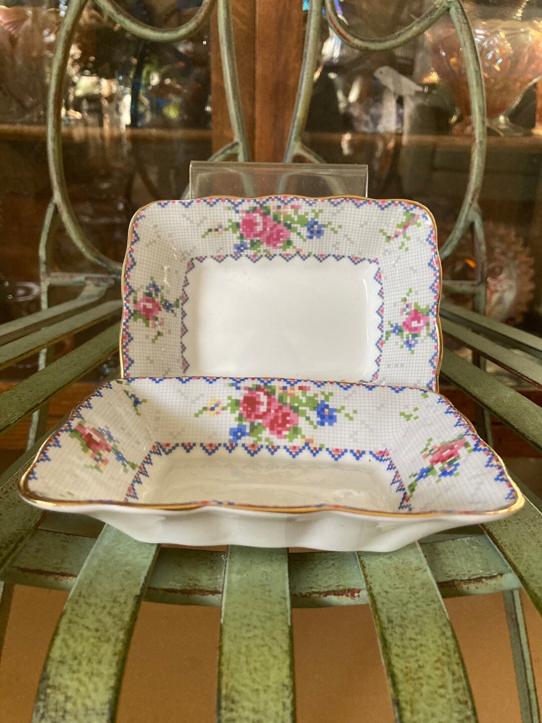 Royal Albert Petit Point Sweet Meat or Mint Dishes. Rectangular. Set of ...