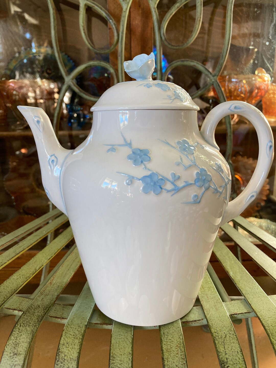 Spode Geisha Light Blue Coffee Pot. 9.25 Inches Tall. Produced in ...