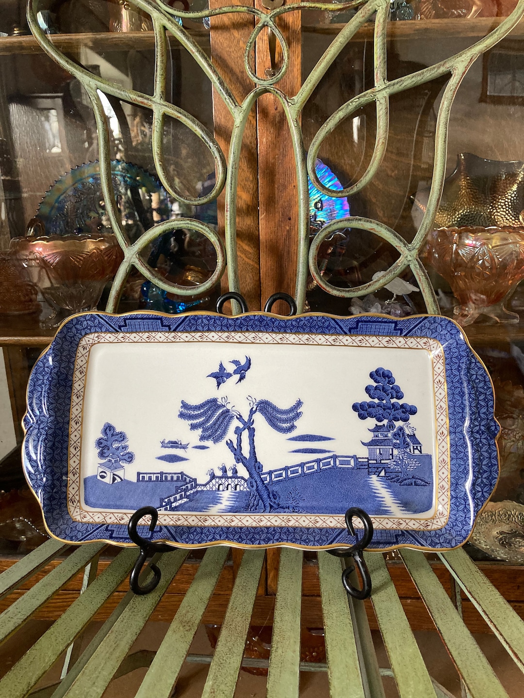 Booths Real Old Willow Blue Sandwich Tray. 13 Inches Wide. Produced in ...