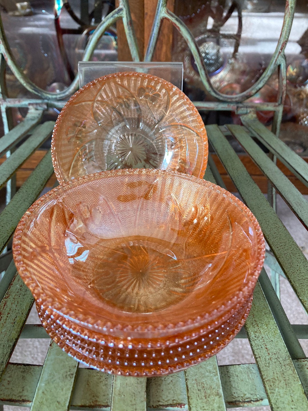 Depression Glass Iris Berry Bowls. Set of 6. 4.5 Inches Diameter ...