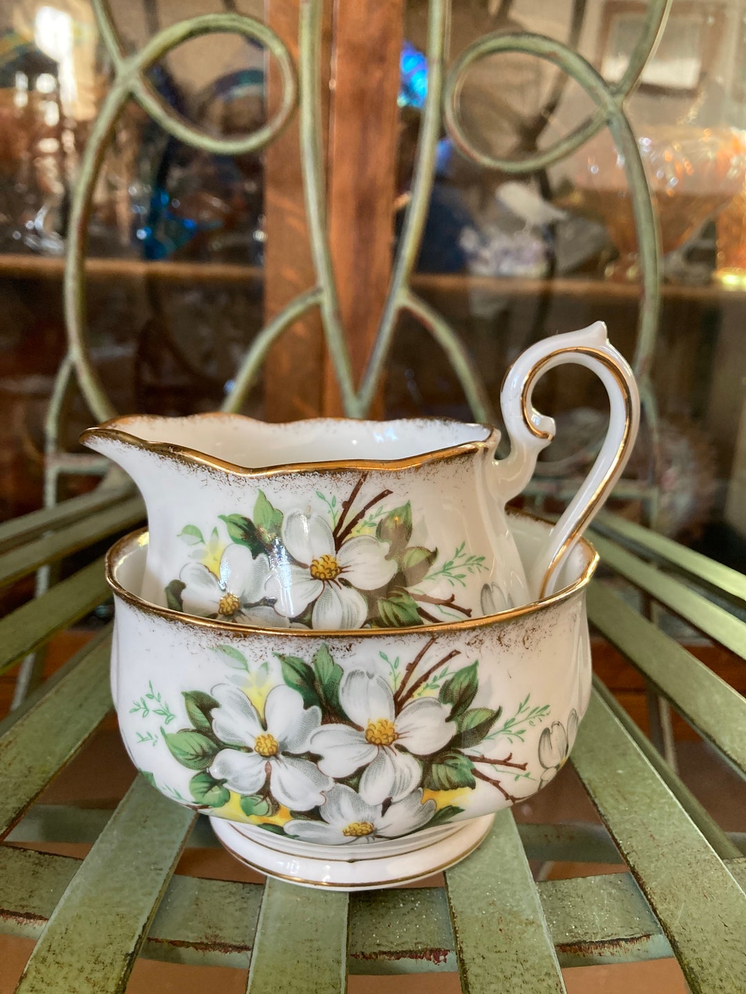 Royal Albert White Dogwood Large Creamer and Sugar Bowl. Creamer 3.75 ...