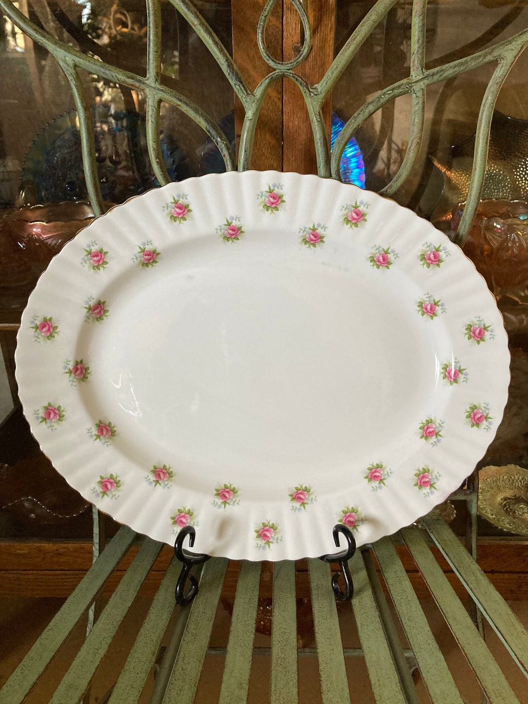 Royal Albert Forget-me-not Rose Serving Platter. 15 Inches Wide ...