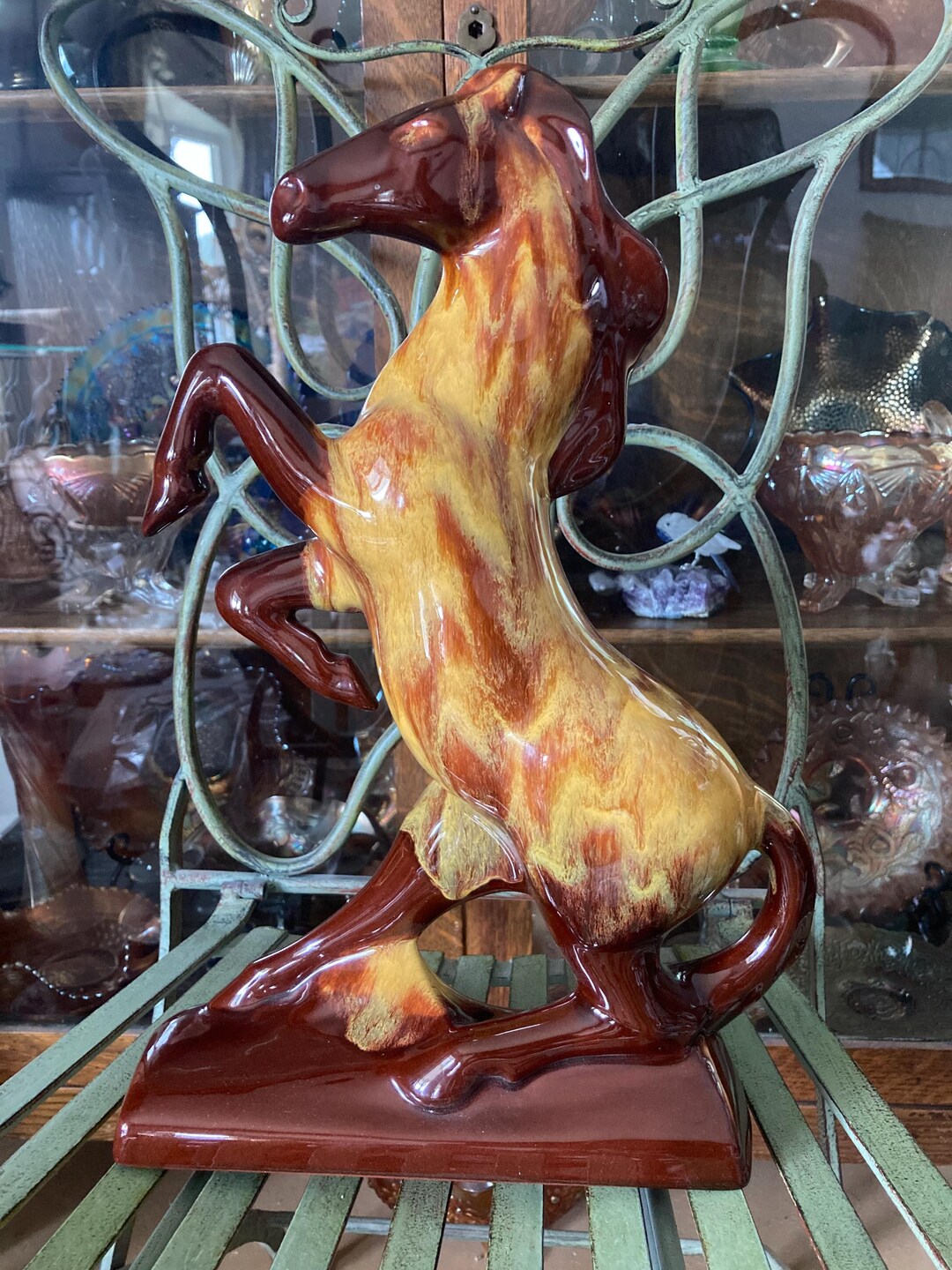 Blue Mountain Pottery Rearing Horse. Harvest Gold Collection . 14 ...