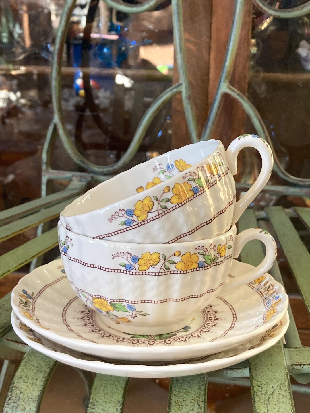 Spode Buttercup Cups and Saucers. Set of 2. Saucers 5.75 Inches Wide ...