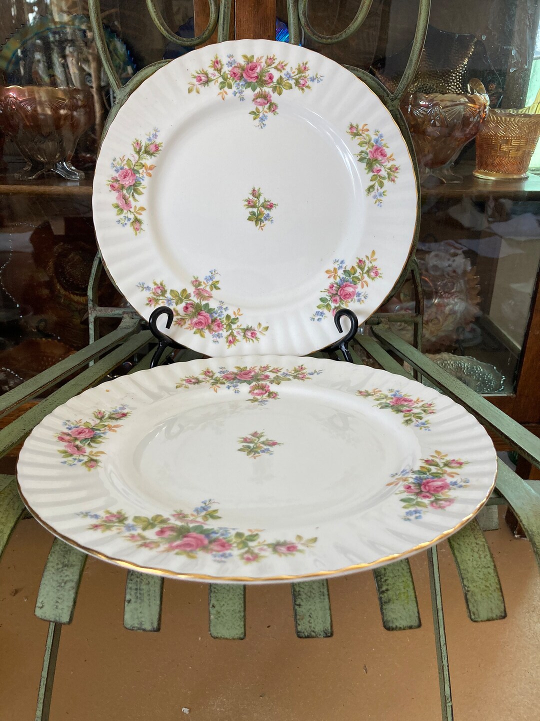 Royal Albert Moss Rose Dinner Plates. Set of 2. 10.25 Inches Diameter ...