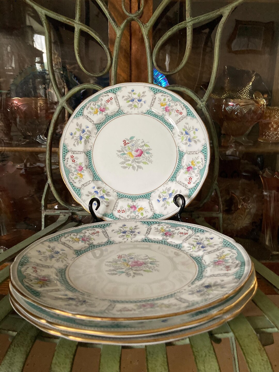 Northumbria. Lowestoft Dinner Plates. Set of 4. Hand Painted. 10.25 ...