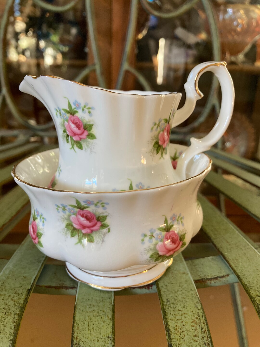 Royal Albert Forget-me-not Rose Creamer and Sugar Bowl. Creamer 3.75 ...