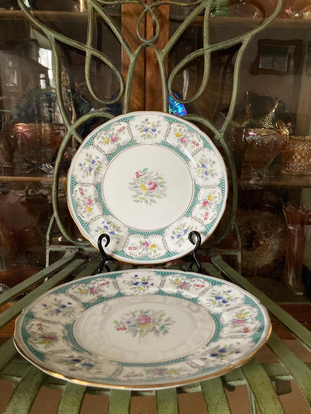 Northumbria Lowestoft Dinner Plates. Set of 2. Hand Painted. 10.25 ...