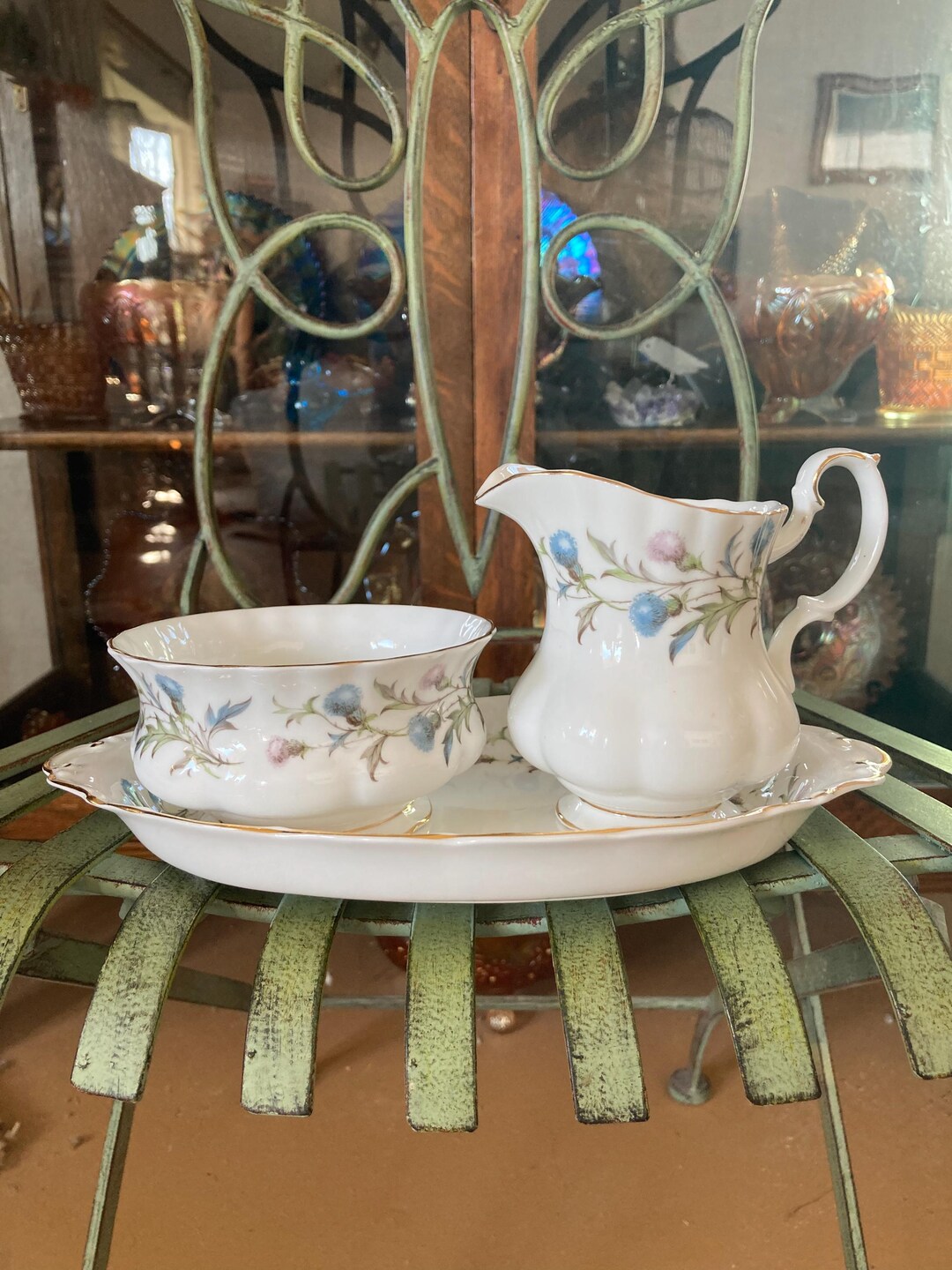 Royal Albert Brigadoon Large Creamer, Sugar Bowl, Tray Set. Creamer 4.5 ...